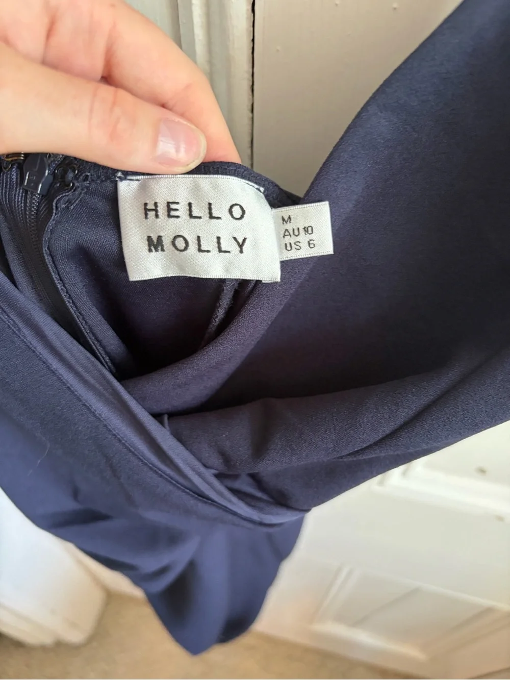 Hello Molly | Dresses | Hello Molly Midnight Navy Draped Slip Midi ...
